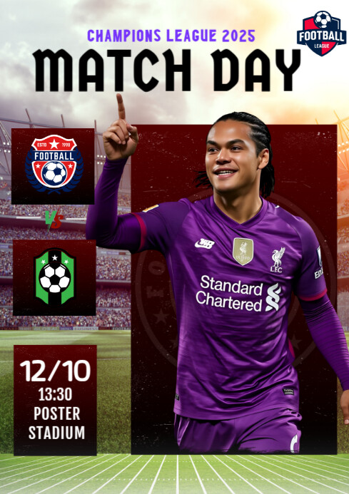 Purple Modern & Minimal Football Match Day Schedule A4 Template ...