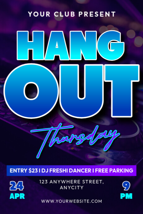 Plantilla de Purple Modern & Minimal Hangout Party Poster | PosterMyWall