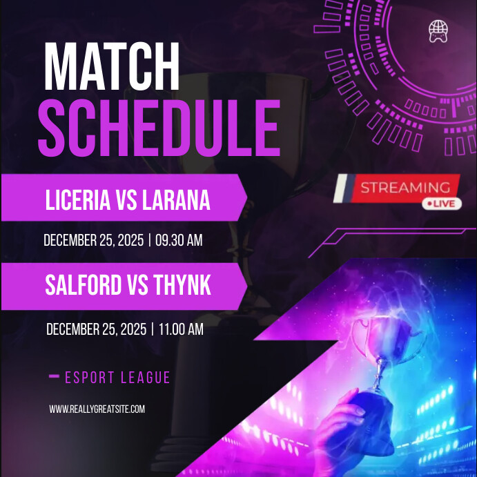 Modèle PURPLE MODERN MATCH SCHEDULE INSTAGRAM POST | PosterMyWall