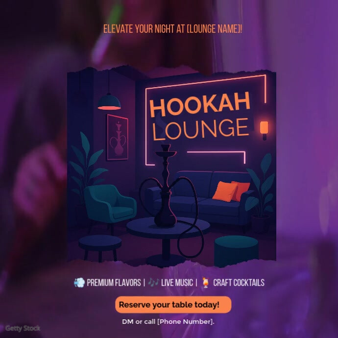 Purple Modern Neon Hookah Lounge Interior With Futuristic Vibes ...