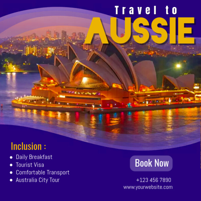 Copy of Purple Modern Travel To Aussie Promotion Inst | PosterMyWall