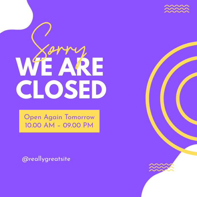 Purple Modern We Are Closed Notification Inst Template | PosterMyWall