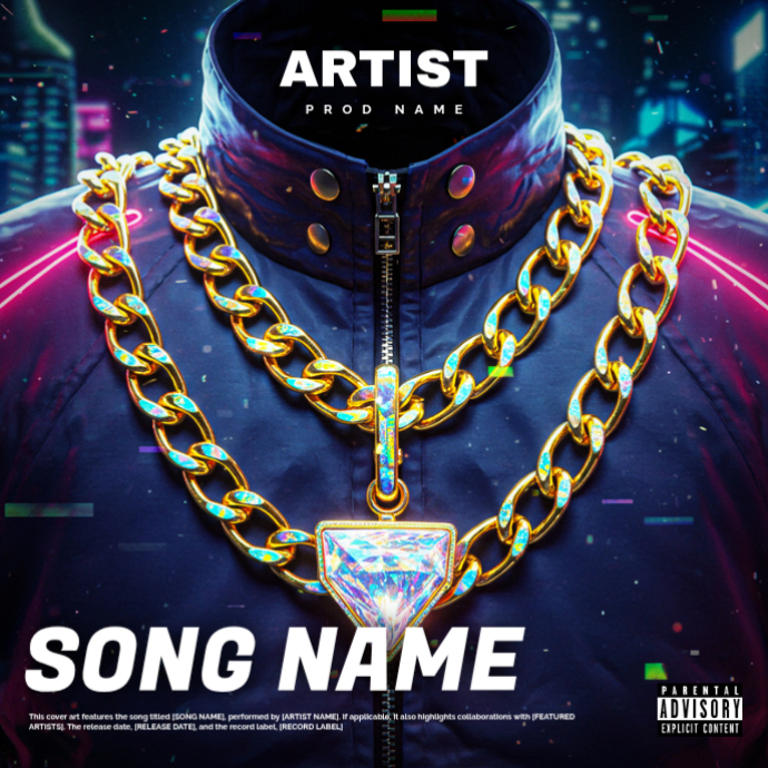 Purple Music Album Cover futuristic chaine cyberpunk Template ...