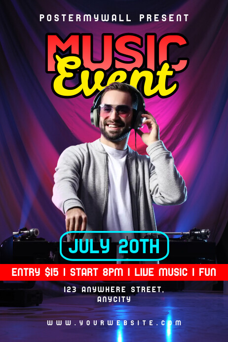 Purple Music Event Poster Template | PosterMyWall