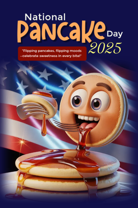 Purple National Pancake Day Poster Template | PosterMyWall