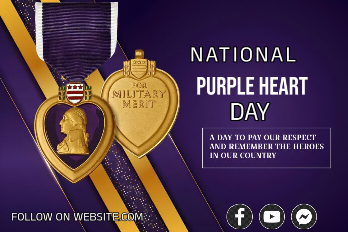 Purple National Purple Heart Day Label Template | PosterMyWall