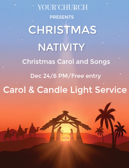 Purple Nativity Scene Flyer Template | PosterMyWall