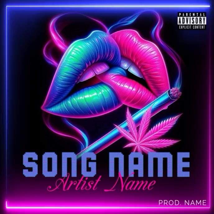 Purple Neon A Album Cover Templat | PosterMyWall