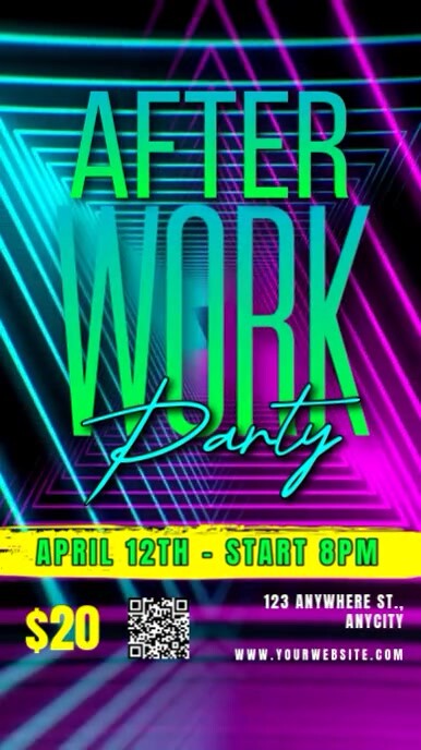 Purple Neon After Work Party Reel Instagram Template | PosterMyWall