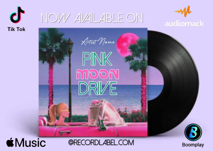 Purple Neon Album Cover Postcard Template | PosterMyWall