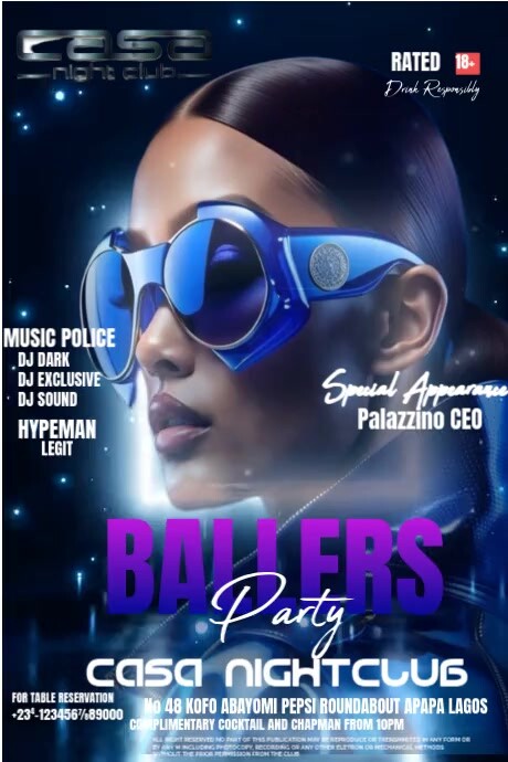 Purple Neon Ballers Party Poster Template | PosterMyWall