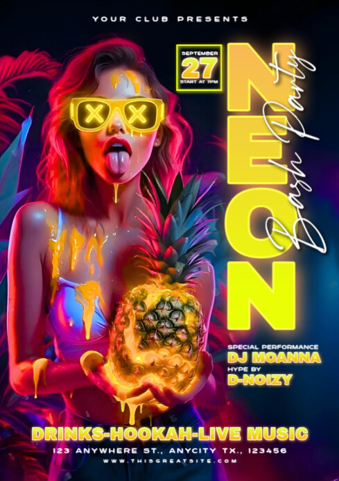 Copy of Purple Neon Basic Party A4 | PosterMyWall