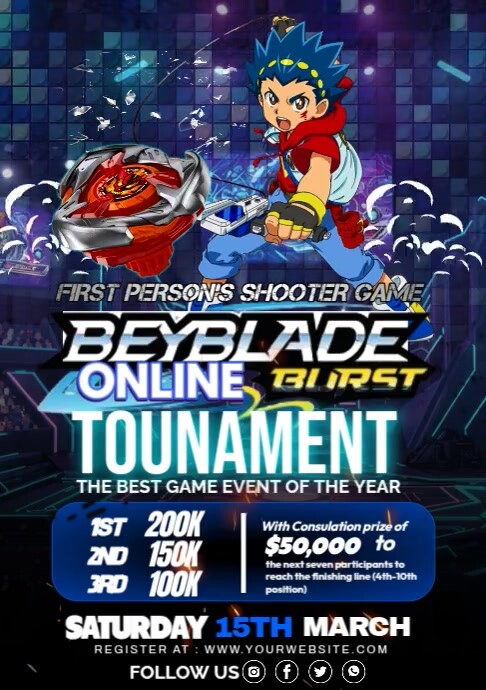 Purple Neon Beyblade Tournament A4 Template | PosterMyWall