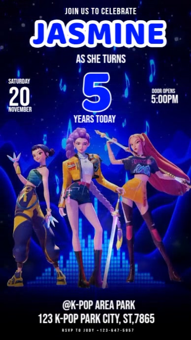 Purple Neon Birthday Flyer Instagram Story Template | PosterMyWall