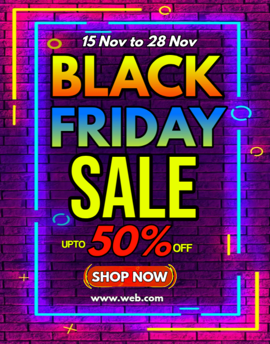 Purple Neon Black Friday Sale Flyer Poster/wallboard Template ...