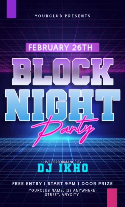 Purple Neon Block Night Party Legal As Template | PosterMyWall