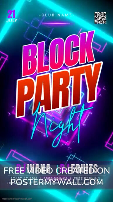 Copy of Purple Neon Block Party Night Reel Instagram | PosterMyWall