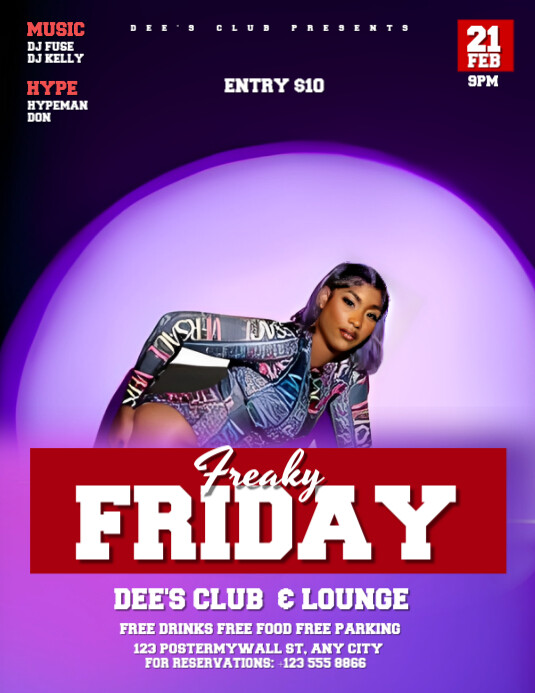 Copy of Purple Neon Blue Background Gradient Freaky Friday Flyer (us ...