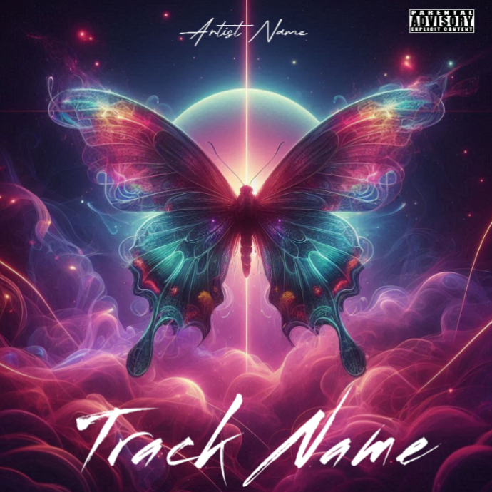 Purple Neon Butterfly Mixtape Album Cover Album Cover Template ...