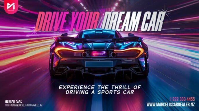 Purple Neon Car Rental Digital Display (16:9) Template | PosterMyWall