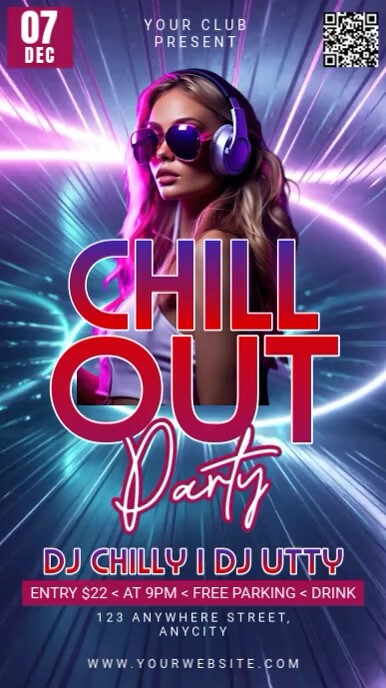 Plantilla de Purple Neon Chill Out Party Reel Instagram | PosterMyWall