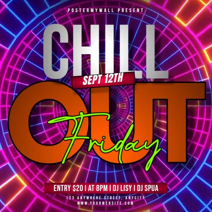 Purple Neon Chillout Friday Instagram Post Template | PosterMyWall