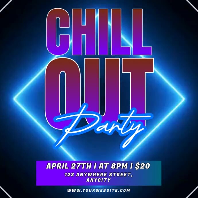 Plantilla de Purple Neon Chillout Party Pos Instagram | PosterMyWall