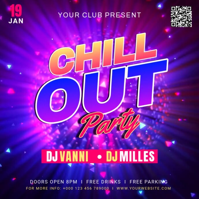 Purple Neon Chillout Party Pos Instagram Template | PosterMyWall
