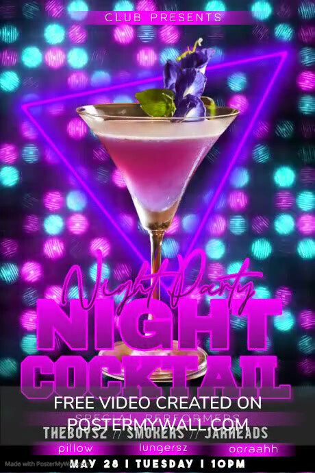Plantilla de Purple Neon Cocktail Party Poster | PosterMyWall