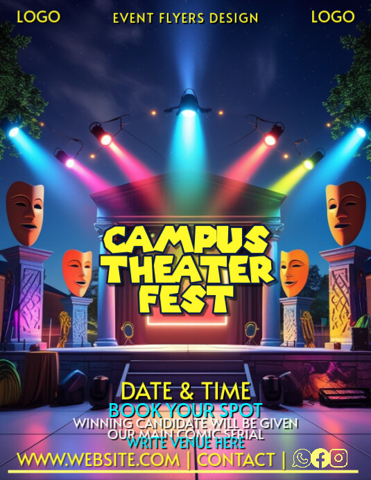 Purple Neon College Drama Festival Flyer – Campus Theater Audition ...