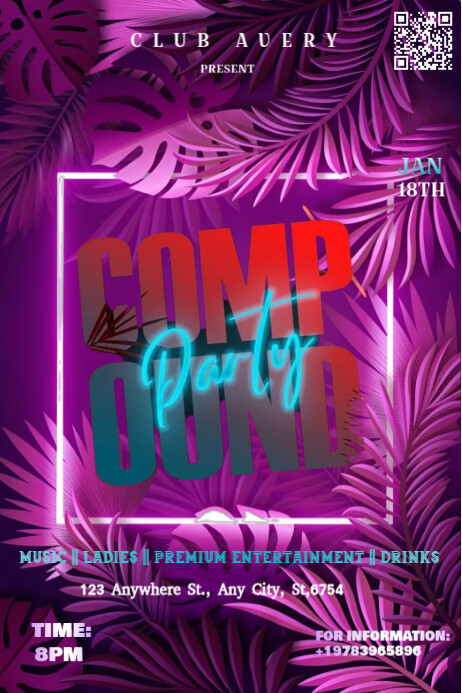 Purple Neon Compound Party Poster Template | PosterMyWall