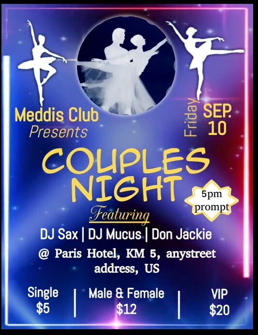 Copy of Purple Neon Couples Night Party Advertisement | PosterMyWall