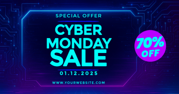 Purple Neon Cyber Monday Sale Gambar Bersama Facebook Template ...