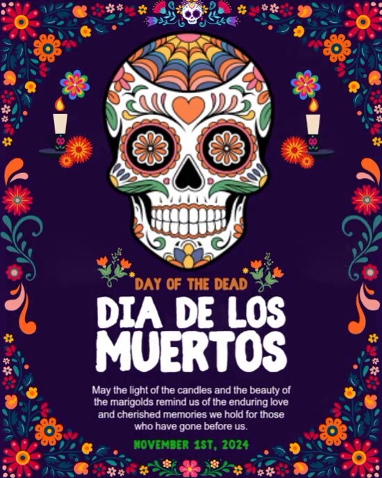 Purple Neon Dia De Los Muertos Template Instagram Portrait | PosterMyWall