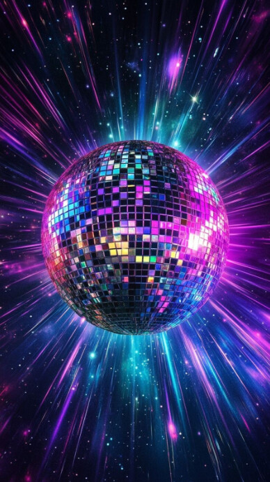 Purple Neon Disco Ball Instagram Story Template | PosterMyWall