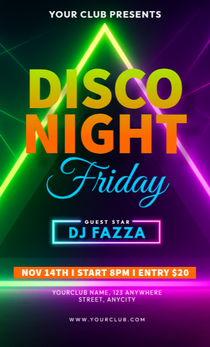 Purple Neon Disco Night Friday Legal As Template | PosterMyWall