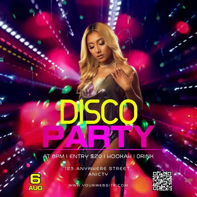 Plantilla de Purple Neon Disco Party Instagram Post | PosterMyWall