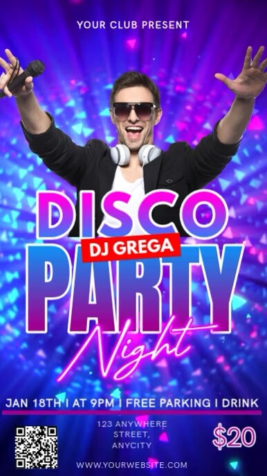 Purple Neon Disco Party Night Reel Instagram Template | PosterMyWall