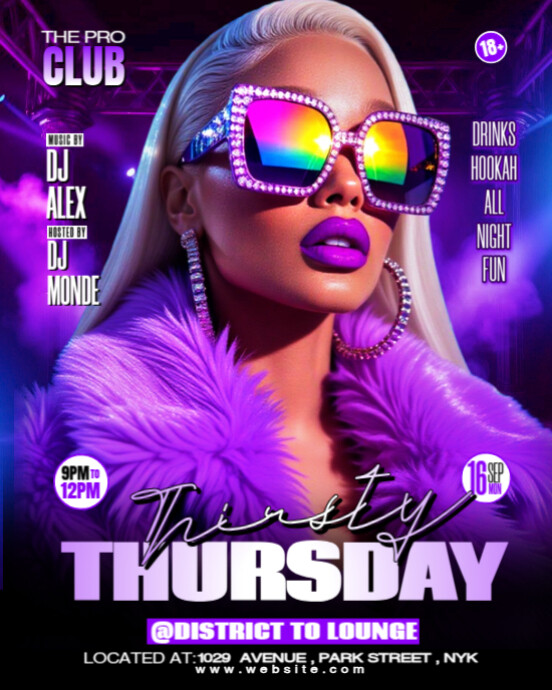 Plantilla de Purple Neon Divas Night Club Party Flyer Instagram Portrait | PosterMyWall