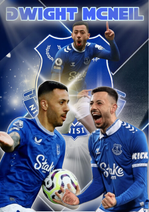 Purple Neon Dwight Mcneil Everton Football Player A4 Template ...