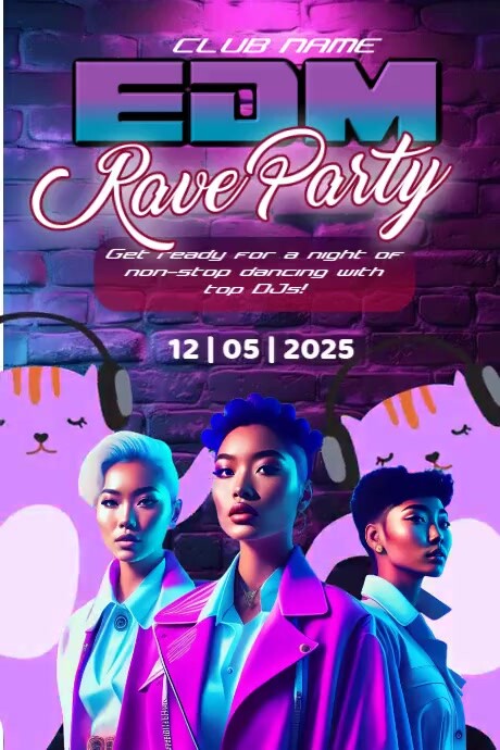 Copy of Purple Neon Edm Rave Party Invitation Poster | PosterMyWall