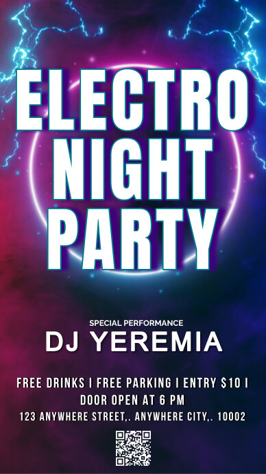 Purple Neon Electro Night Party Instagram Sto Template | PosterMyWall