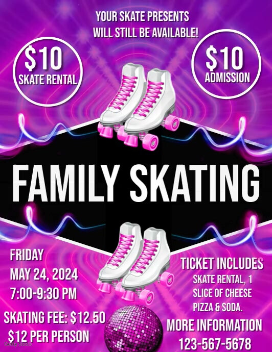 Copy of Purple Neon Family Skating Flyer (us Letter) | PosterMyWall