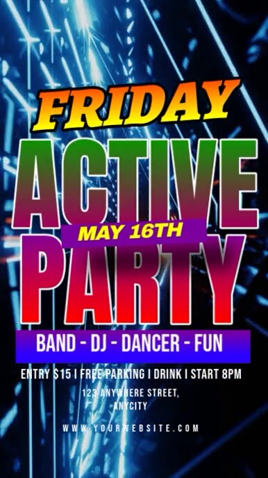 Copy of Purple Neon Friday Active Party Reel Instagram | PosterMyWall