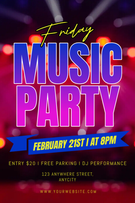 Purple Neon Friday Music Party Poster Template | PosterMyWall