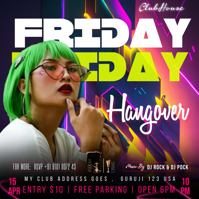 Purple Neon Friday Night Hangover Party Insta Template | PosterMyWall