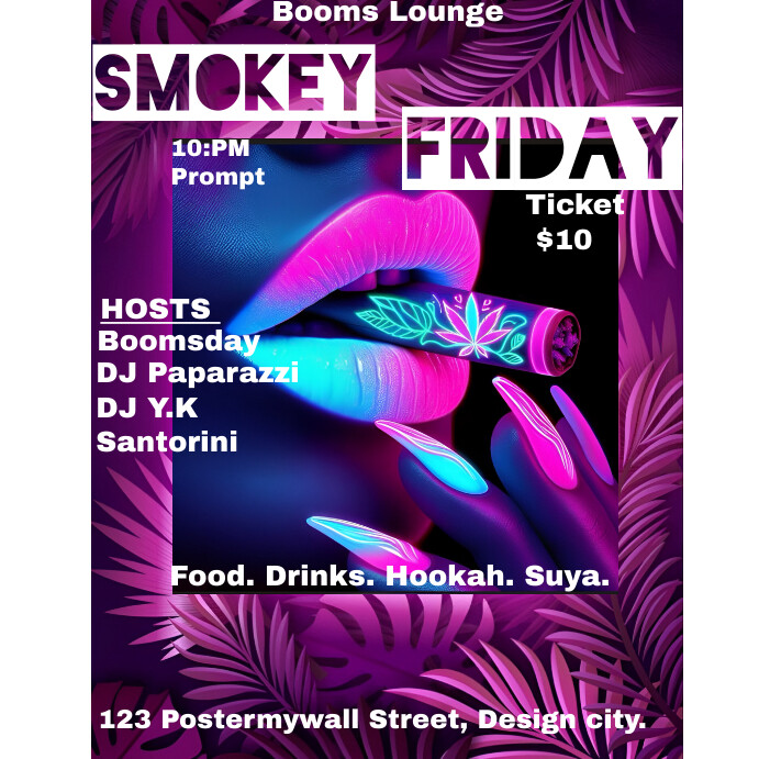Copy of Purple Neon Friday Vibes Flyer Instagram Pos | PosterMyWall
