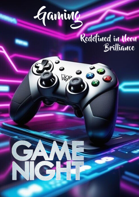 Copy of Purple Neon Game Night A4 | PosterMyWall