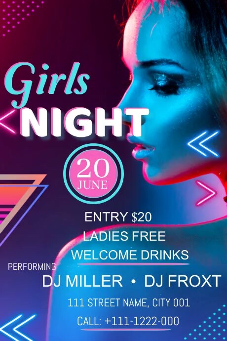 Copy of Purple Neon Girls Night Poster | PosterMyWall