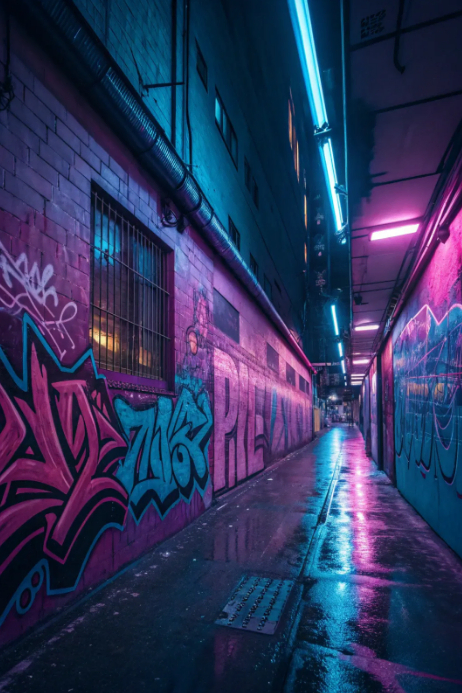 Purple Neon Graffiti Wall Poster Template | PosterMyWall